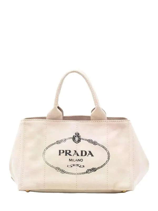 Prada Canapa Logo Satchel - Neutrals