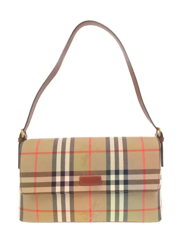 Burberry Haymarket Check Canvas Flap Shoulder Bag - Neutrals