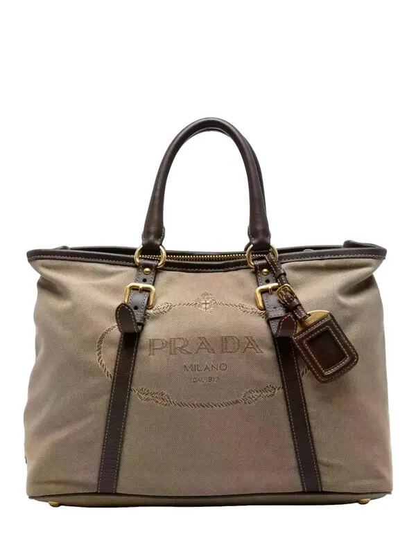 Prada Canvas Canapa Logo Satchel - Brown