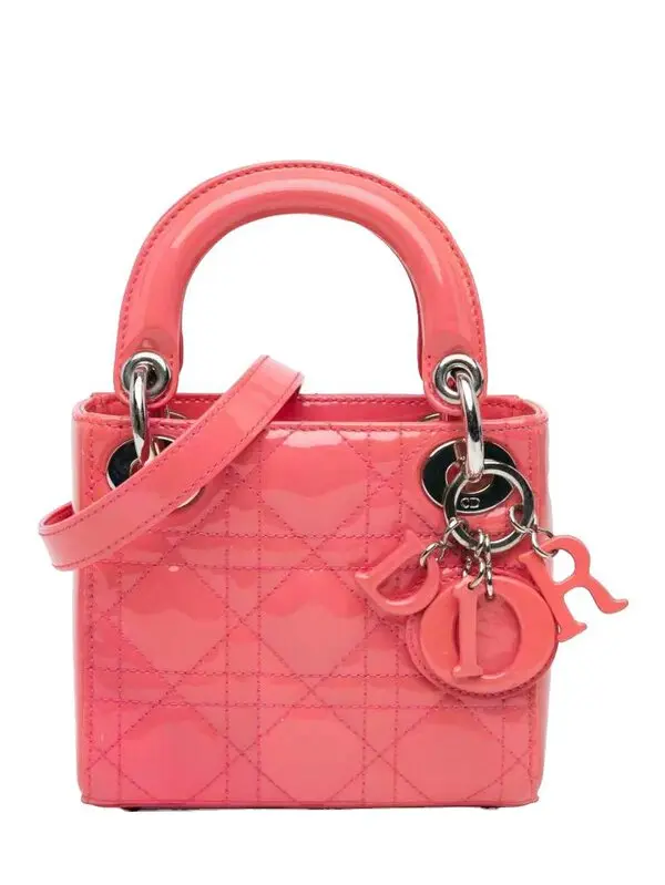 Dior 2016 Micro Patent Cannage Lady Satchel - Pink