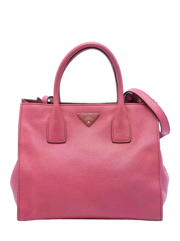 Prada Vitello Daino Open Convertible Tote Satchel - Pink