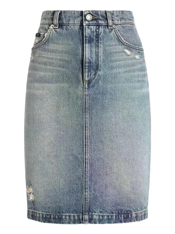 Dolce & Gabbana Distressed Denim Mini Skirt - Blue