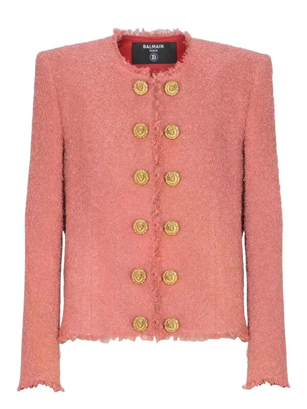 Balmain Buttoned Tweed Jacket - Pink