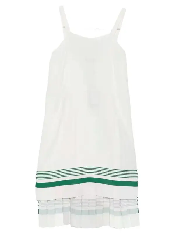 Lacoste Pleated Stripe Mini Dress - White