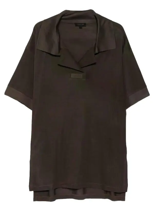 Lacoste Camp-collar Silk Mini Dress - Brown