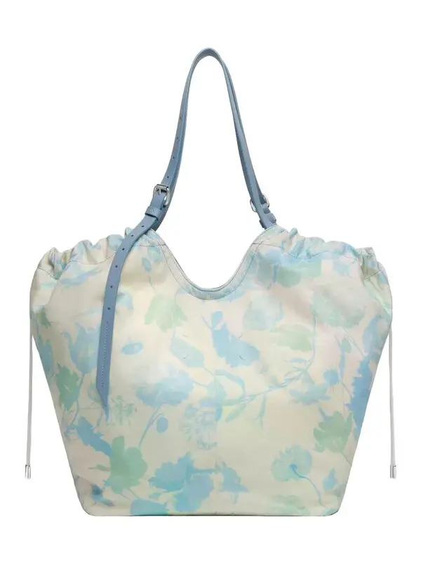 MAISON MARGIELA Floral-print Cotton Tote Bag With Drawstring - Blue