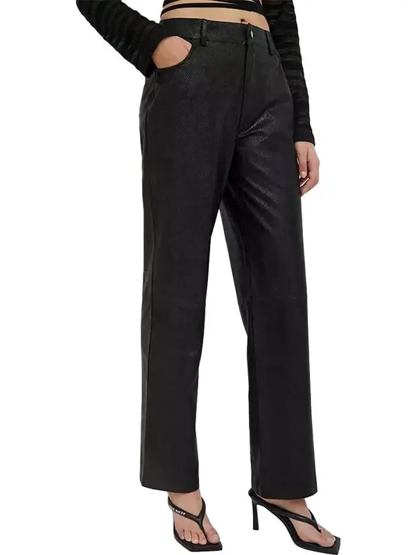 RÉSUMÉ Textured Straight Leg Trousers - Black