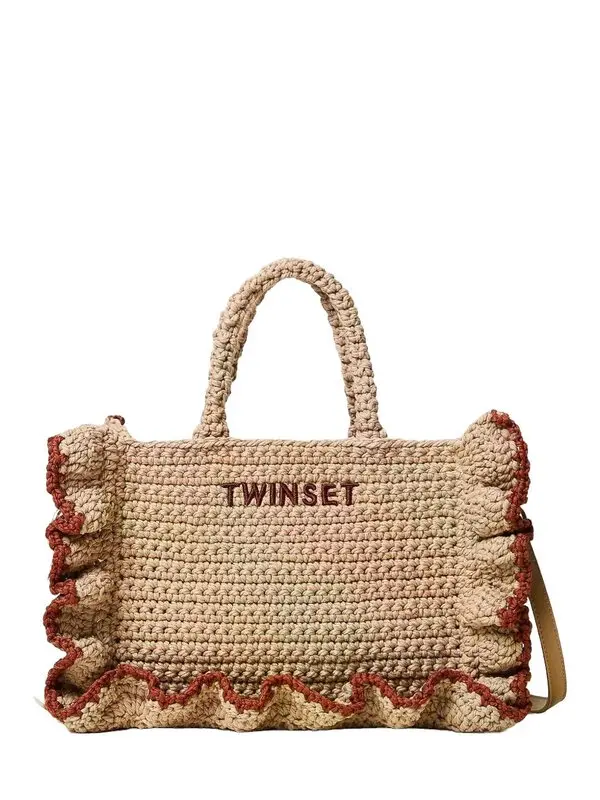 TWINSET Ruffled Trim Tote Bag - Neutrals