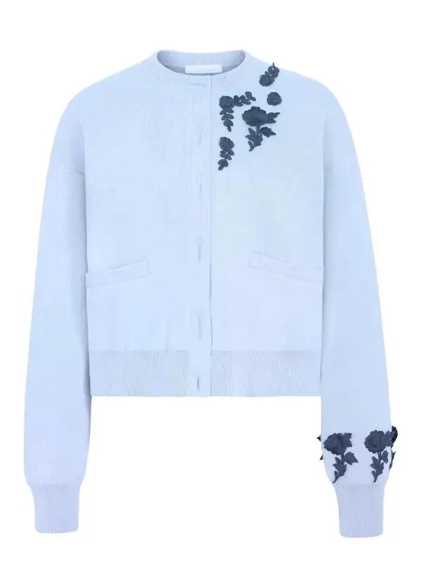 Rabanne Floral-embroidered Cardigan - Blue