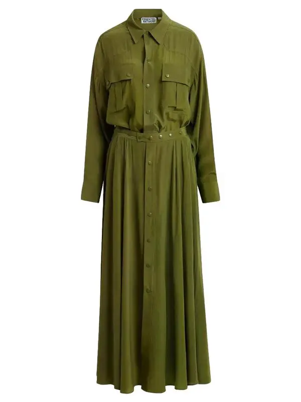 Essentiel Antwerp Chest-pockets Button-up Maxi Dress - Green