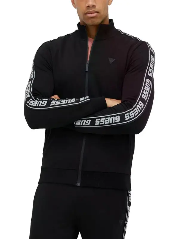 Guess Zip Jacket With Logo Trim - Black