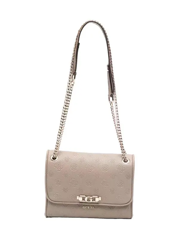 Guess Embossed Chain Shoulder Bag - Neutrals