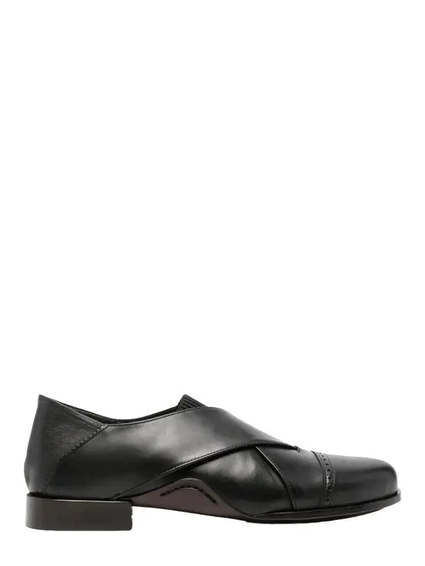 NULLUS Cap Toe Criss-cross Loafers - Black