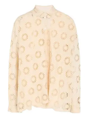 OTTOD'AME Shirt With Broderie Anglaise - Beige