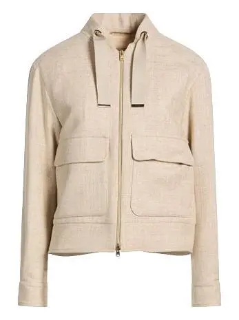 Herno Jacket In Virgin Wool Blend With Metallic Fiber - Beige