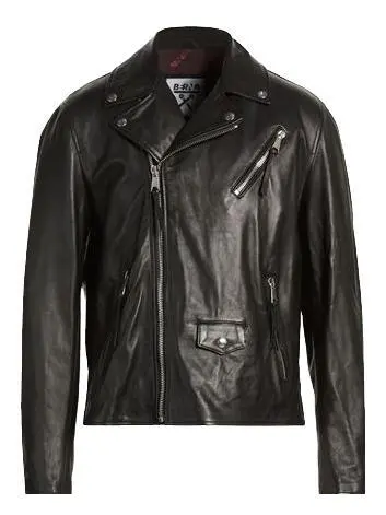 BERNA Leather Biker Jacket - Black