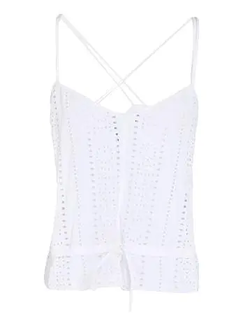 Iceberg Peplum Broderie Anglaise Top - White
