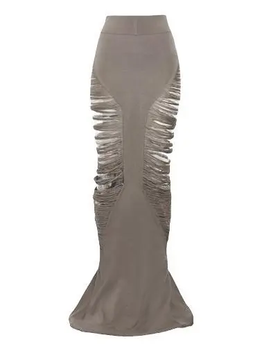Rick Owens Maxi Flared Virgin Wool Skirt - Grey