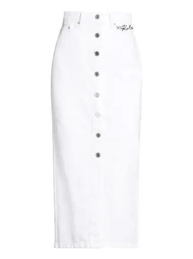 Karl Lagerfeld Pencil Denim Skirt With Logo Appliqu - White