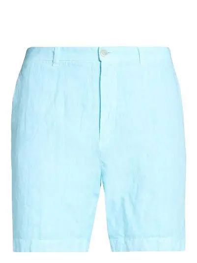 120% Lino Casual Linen Shorts - Blue