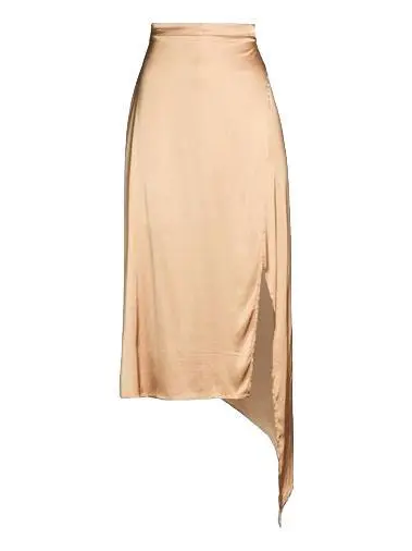 MANILA GRACE Asymmetric Satin Maxi Skirt - Beige