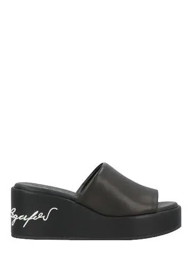 Karl Lagerfeld Leather Slide Sandals - Black