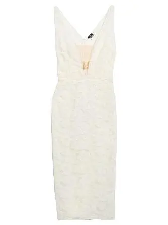 Elisabetta Franchi Midi Bodycon Lace Dress - White