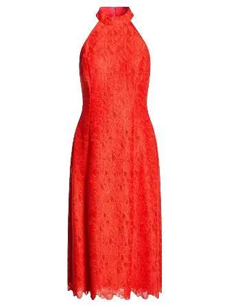 Karl Lagerfeld Midi Flared Lace Dress - Red