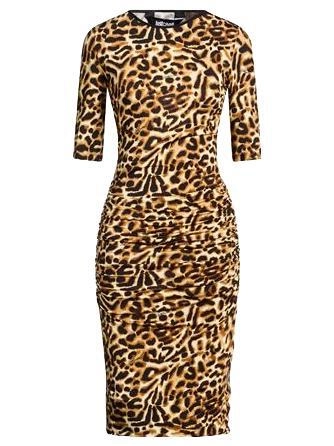 Just Cavalli Leopard Print Midi Dress - Sand