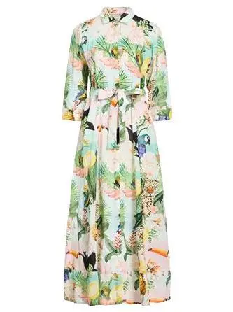 CONNOR & BLAKE Floral-print Maxi Shirt Dress - Green