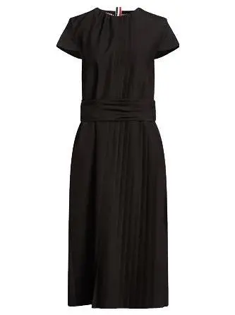Thom Browne Midi Dress In Wool And Silk - Black