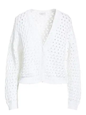 Peserico Cotton-blend Open-knit Cardigan With Sequins - White
