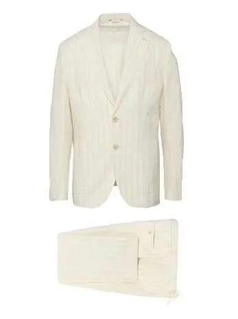 MANUEL RITZ Suit Ivory Size Linen, Virgin Wool - White