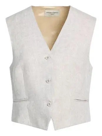 Officine Générale Tailored Linen Vest - Beige