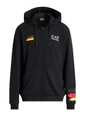 EA7 Zip Up Jersey Sweatshirt With Logo - Black