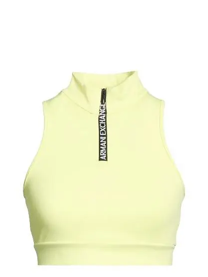 Armani Exchange Sleeveless High Neck Half-zip Sports Top - Lime Green