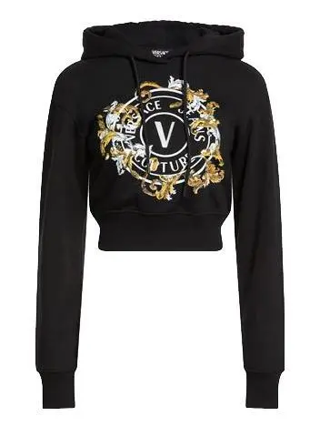 Versace Cropped Hooded Sweatshirt - Black