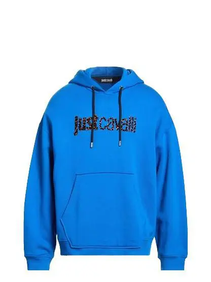 Just Cavalli Cotton Fleece Flocked Sweatshirt - Blue