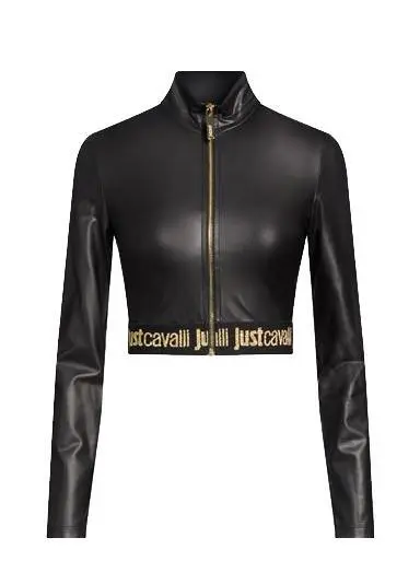 Just Cavalli Long Sleeve Zip-up Turtleneck Sweatshirt - Black