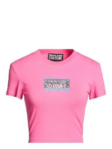 Versace T-shirt In Cotton And Elastane - Fuchsia
