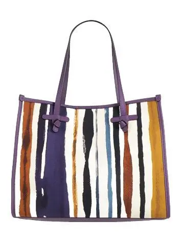 GIANNI CHIARINI Marcella Club Striped Twill Tote - Purple