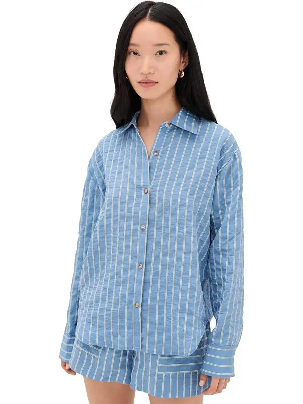 LA LIGNE Oversized Button-down Shirt - Chambray Stripe