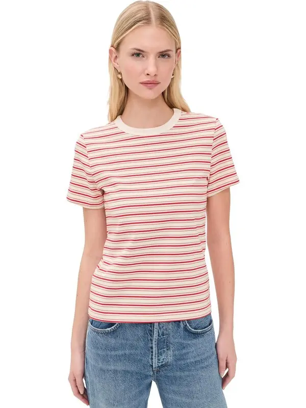 PISTOLA Alba Tee - White Red Stripe