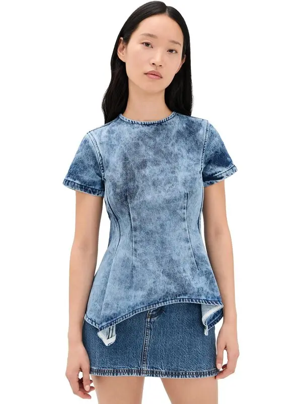 MARQUES' ALMEIDA Acid Wash Denim Fitted T-shirt - Blue