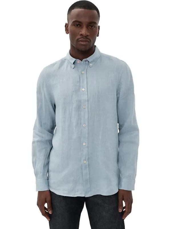 Paul Smith Regular Fit Linen Shirt - Blue
