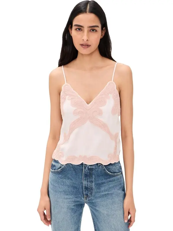 Rag & Bone Ann Embroidered Tank Top - Blush