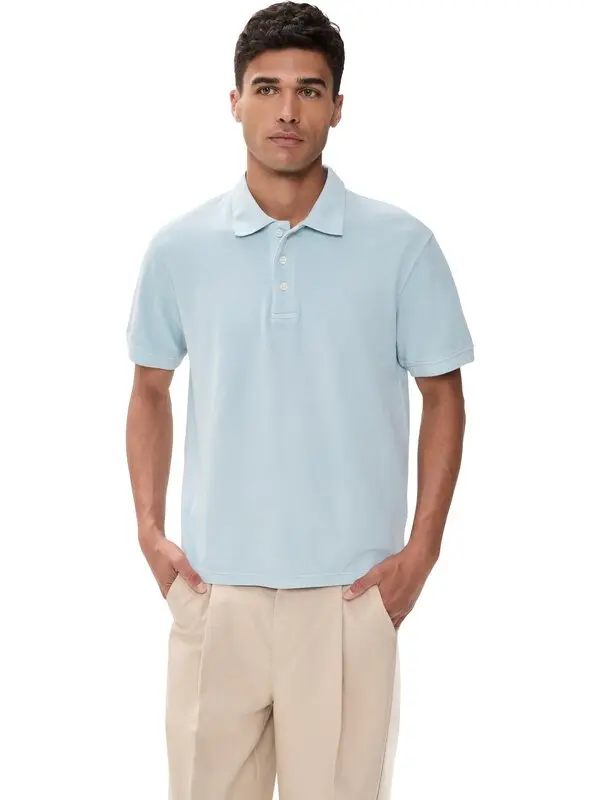 ALEX MILL Ryan Short Sleeve Pique Polo - Calm Blue