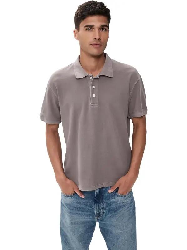 ALEX MILL Ryan Short Sleeve Pique Polo - Lavender Grey