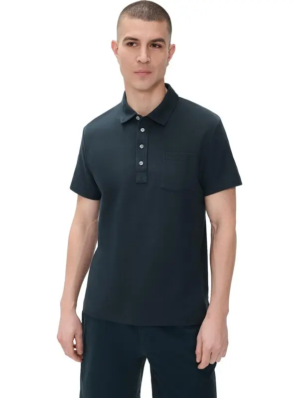 Billy Reid Pensacola Pique Polo - Carbon Blue