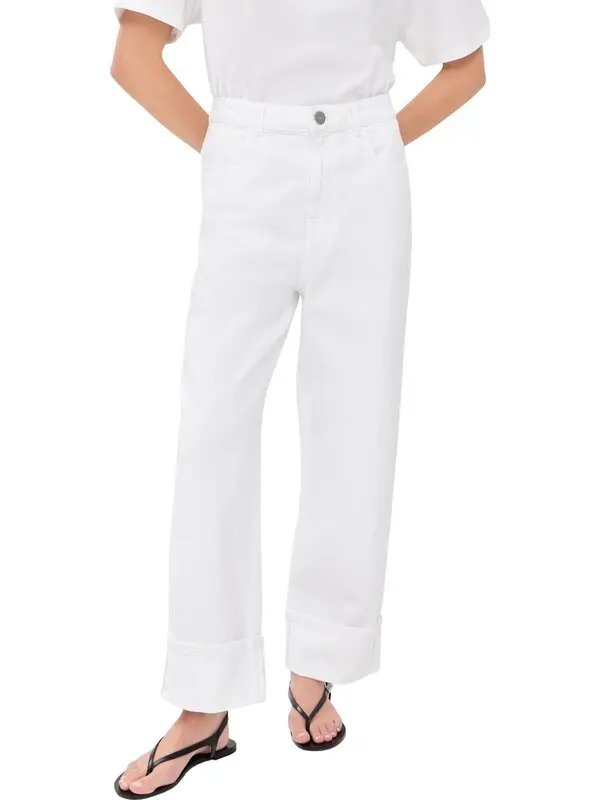 RÓHE Baggy Turn-up Denim Jeans - Optic White